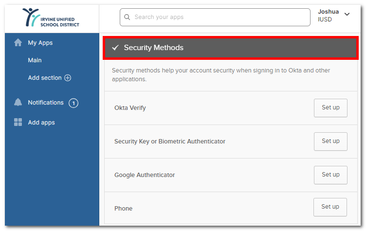 OKTA: How to Setup Two-Factor Authentication (MFA) – Irvine Unified School District