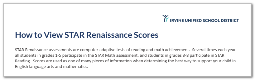 SchoolCIty: View STAR Renaissance Scores (Parents) – Irvine Unified ...