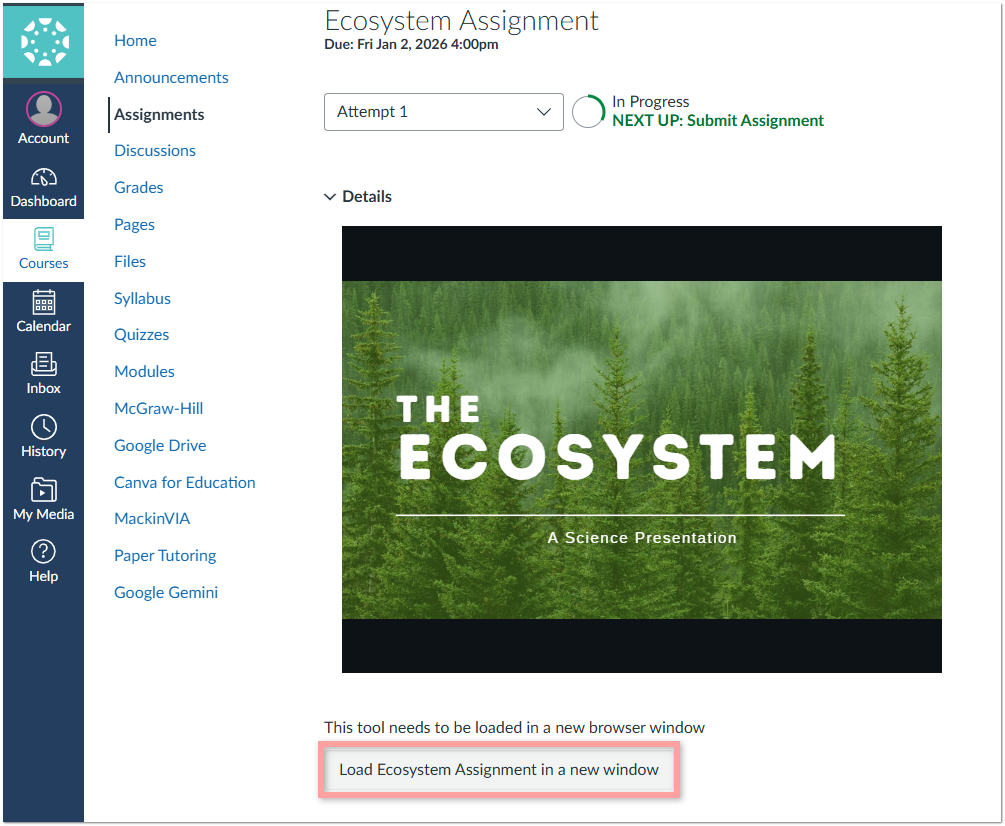 Canvas: Uploading an Assignment with the Canva LTI 1.3 (Student ...