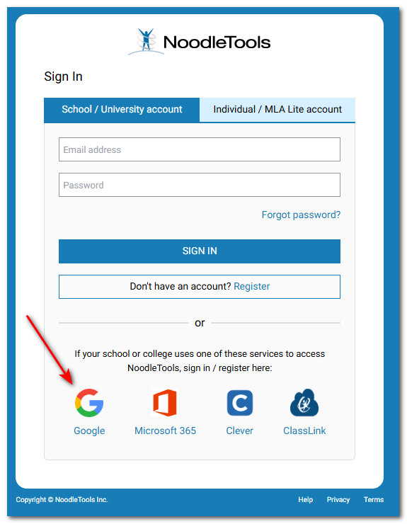 Noodletools: How to Log in and Create a Project – Irvine Unified School ...